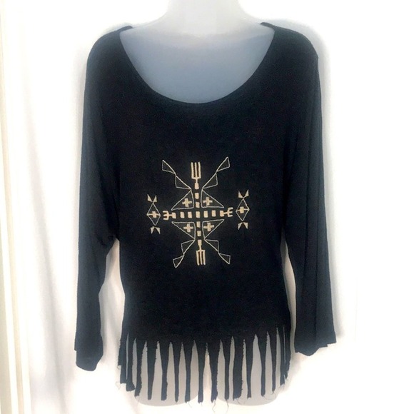 Brandy Melville | Tops | Brandy Melville Charcoal Gray Tribal Crest ...